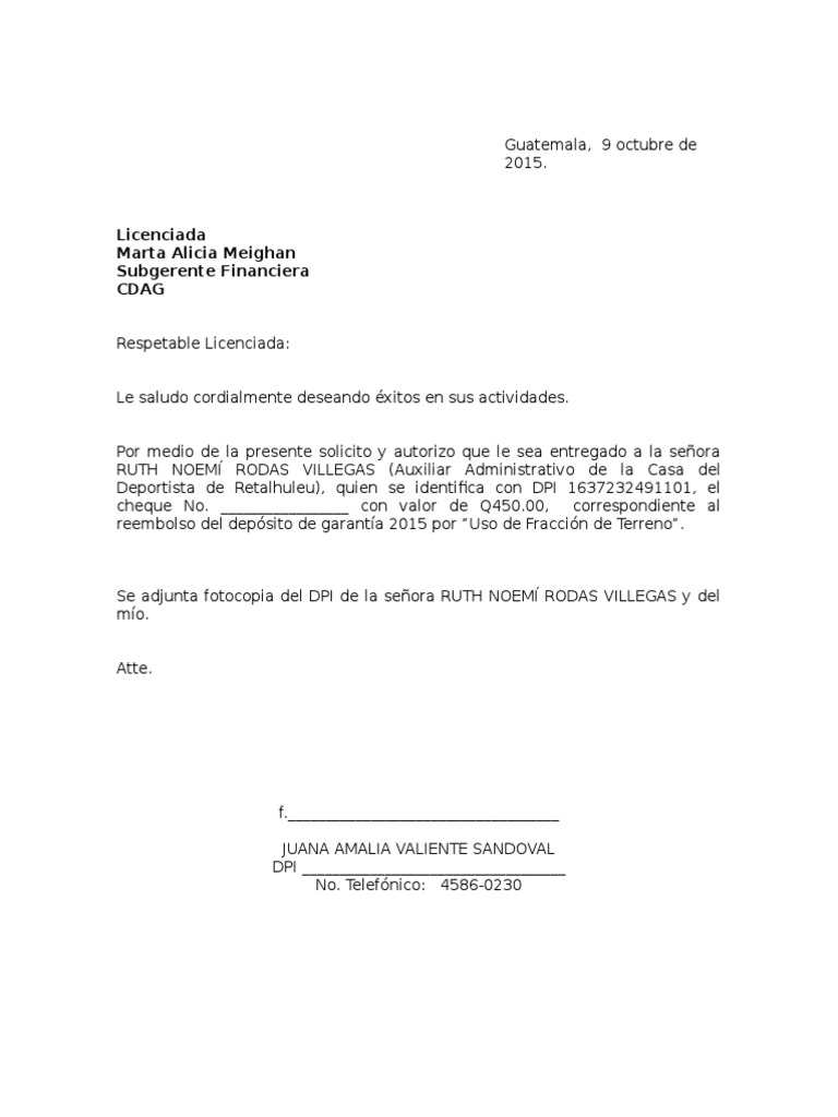 Carta De Solicitud De Reembolso Mide - Riset