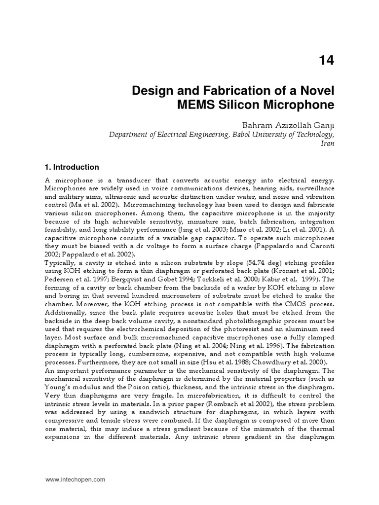 Finite Element Analysis of a Novel MEMS Capacitive Microphone with ...