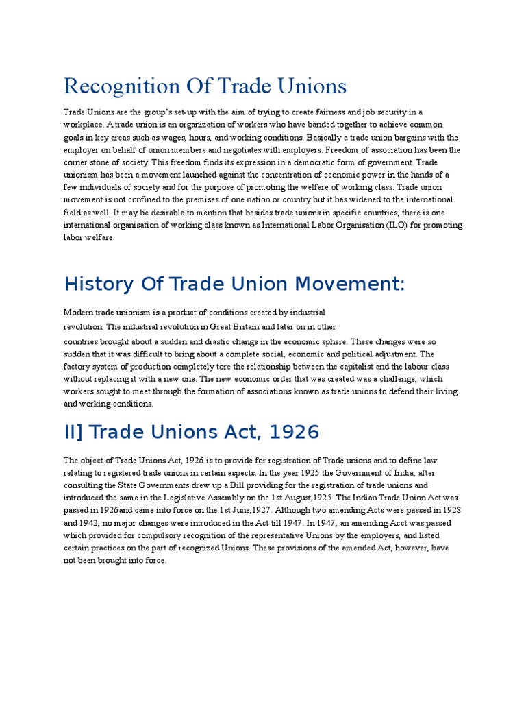 Trade Unions Act | PDF | Trade Union | Collective Bargaining