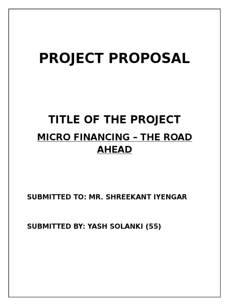 Microfinance Project Proposal Overview | PDF | Microfinance | Microcredit