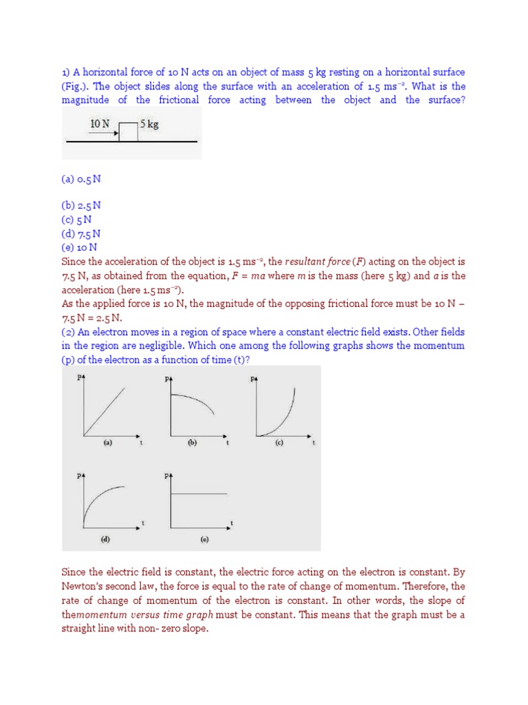Physics MCQ | PDF | Angular Momentum | Force