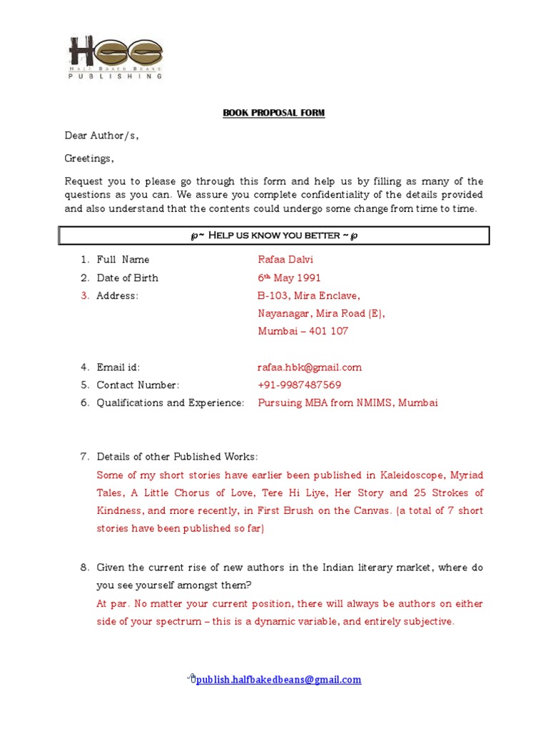 Book Proposal Form | PDF | Communication