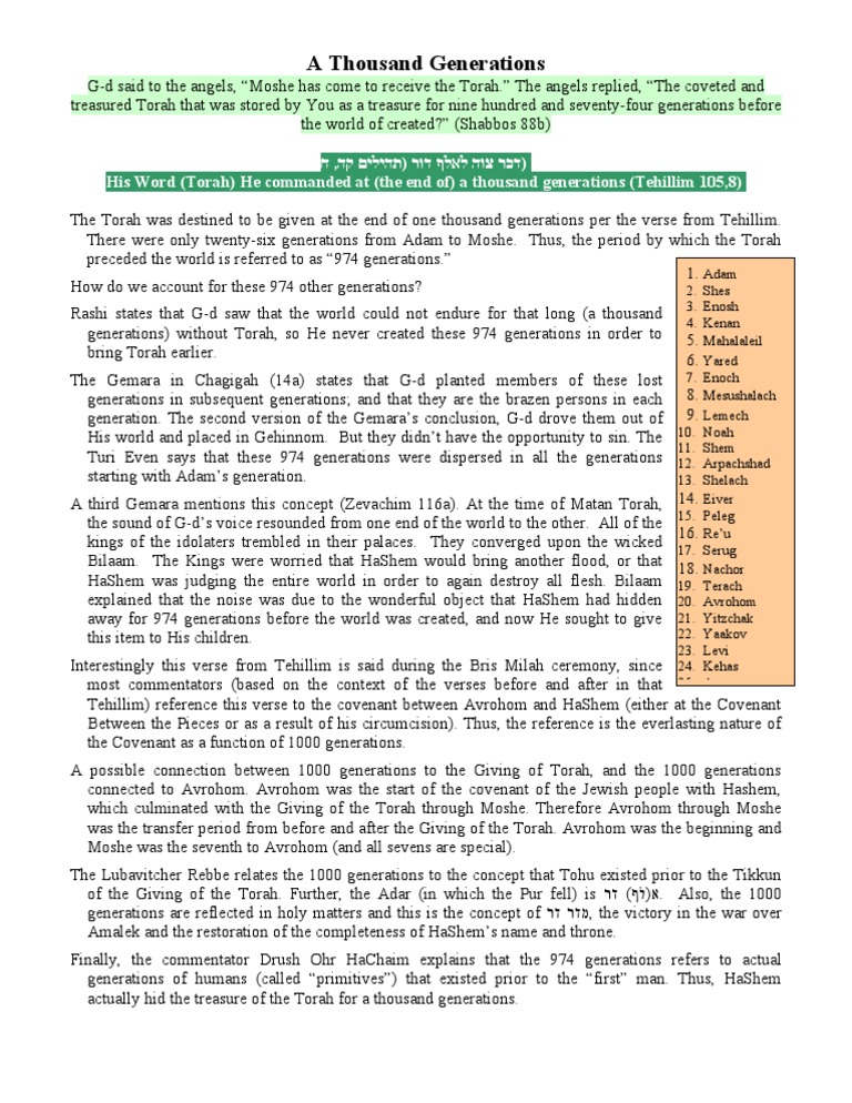 A Thousand Generations | PDF | Torah | Hebrew Words And Phrases