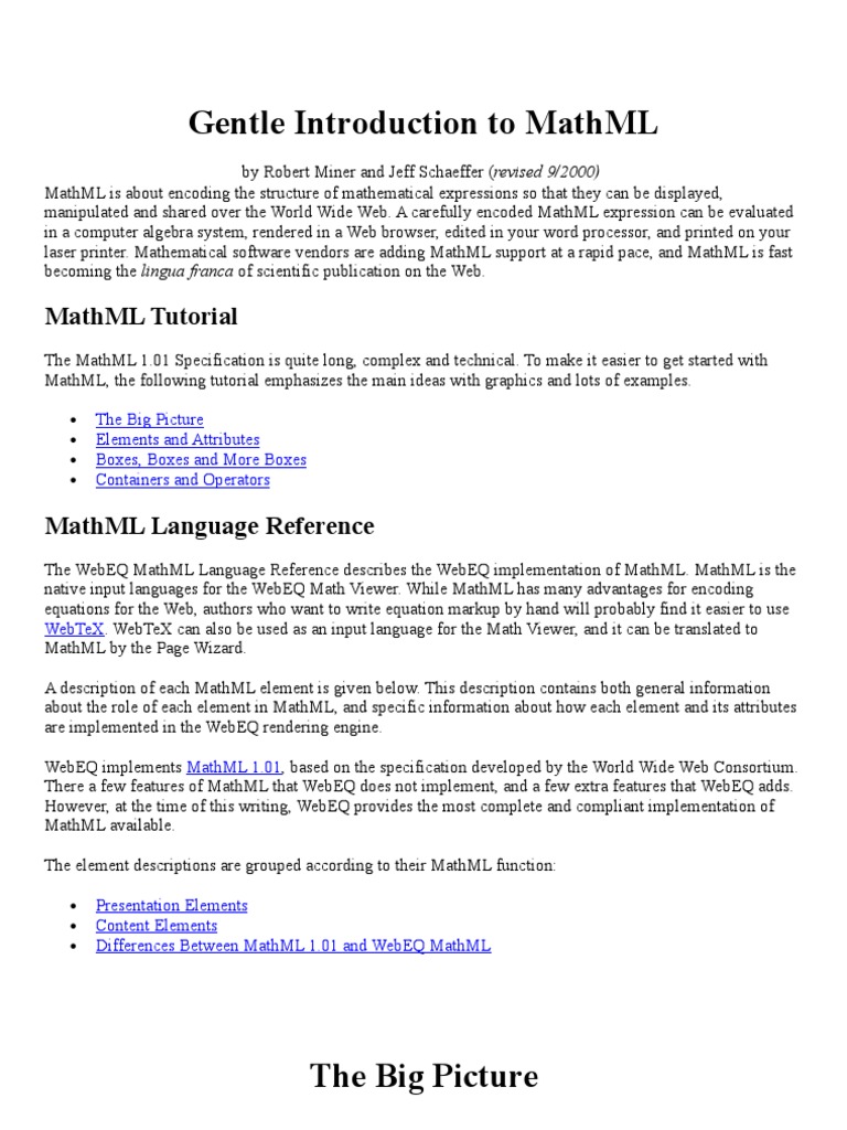 Gentle Introduction To MathML | PDF | Html Element | Html