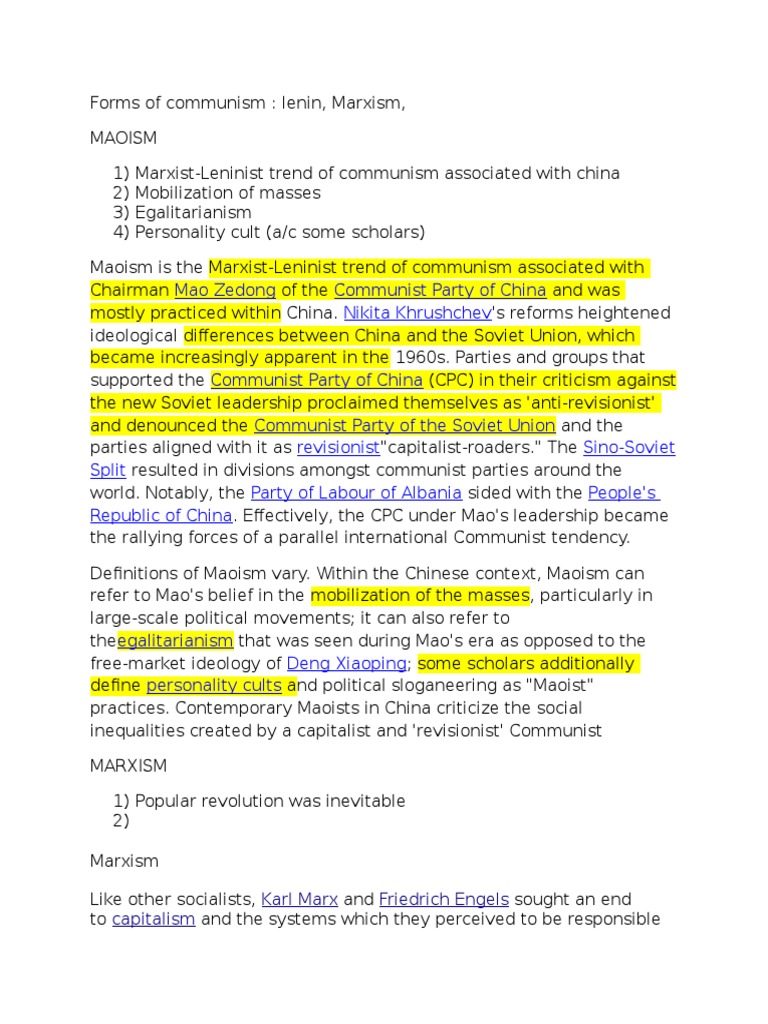Forms of Communism | PDF | Maoism | Socialism