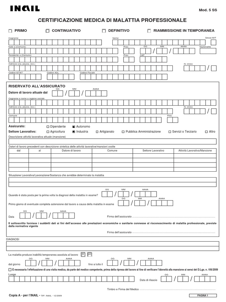 INAIL Mod 5 SS | PDF