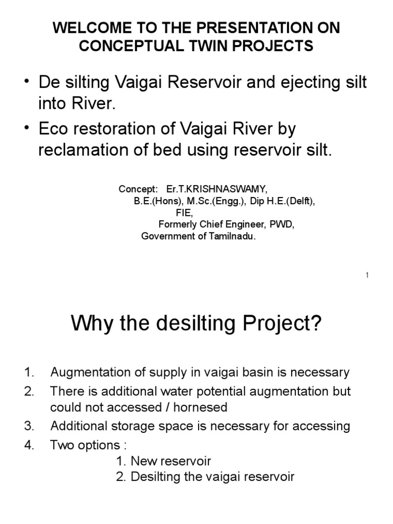 Vaigai Reservoir Desilting Project Overview | PDF | River | Dam