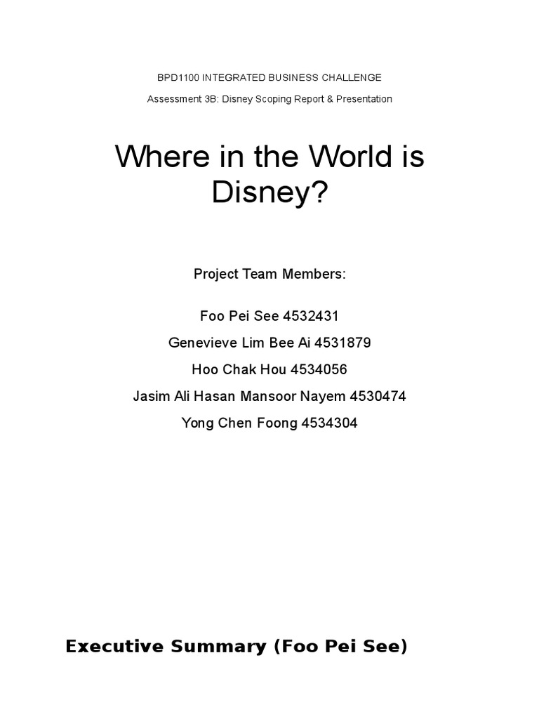 Disney Report (Leader Part) | PDF | Banks | Tourism