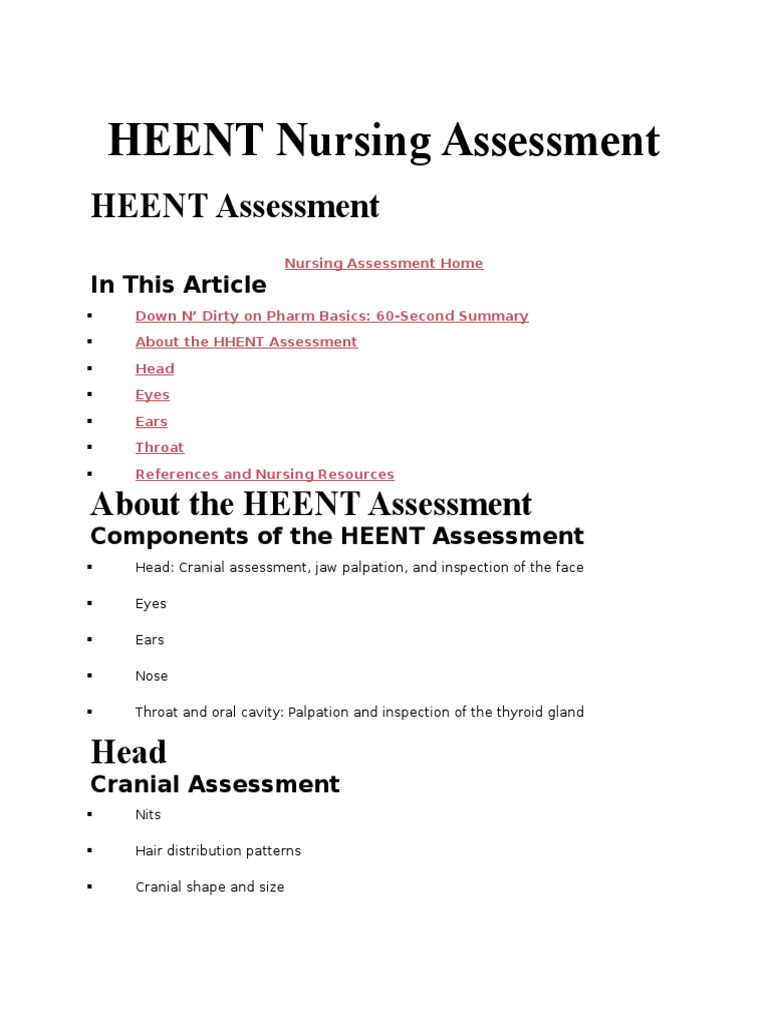 HEENT Nursing Assessment | Ear | Thyroid