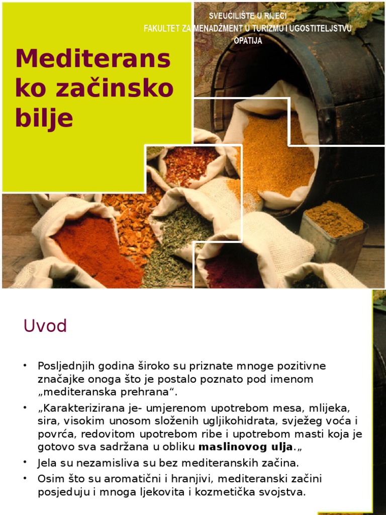 Mediteransko Zacinsko Bilje-Prezentacija | PDF