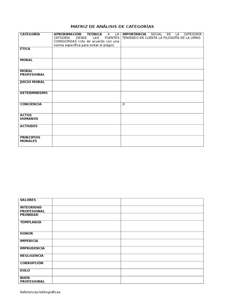 Matriz de Análisis de Categorías Ética General | PDF
