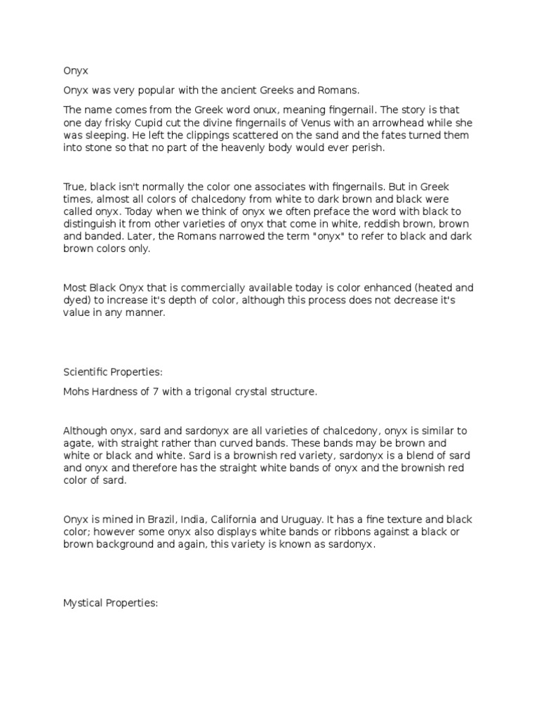 The Complete Guide to the Meanings, Properties, and Uses of Onyx | PDF