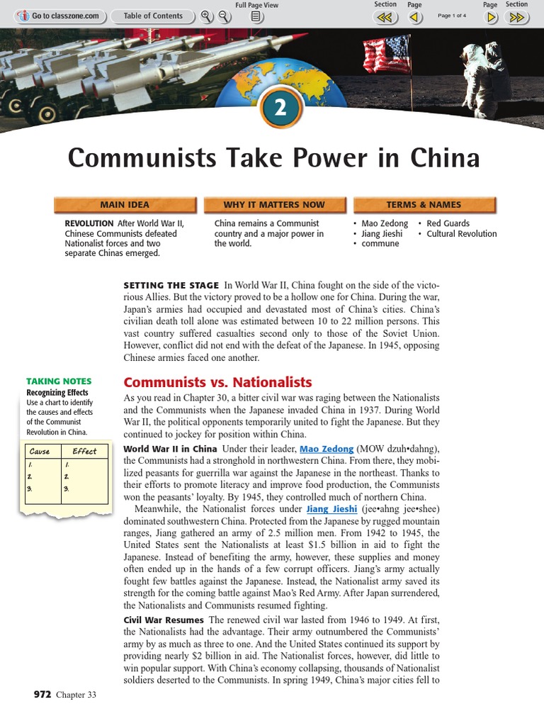 CH 33 Sec 2 - Communists Take Power in China | PDF | Mao Zedong ...