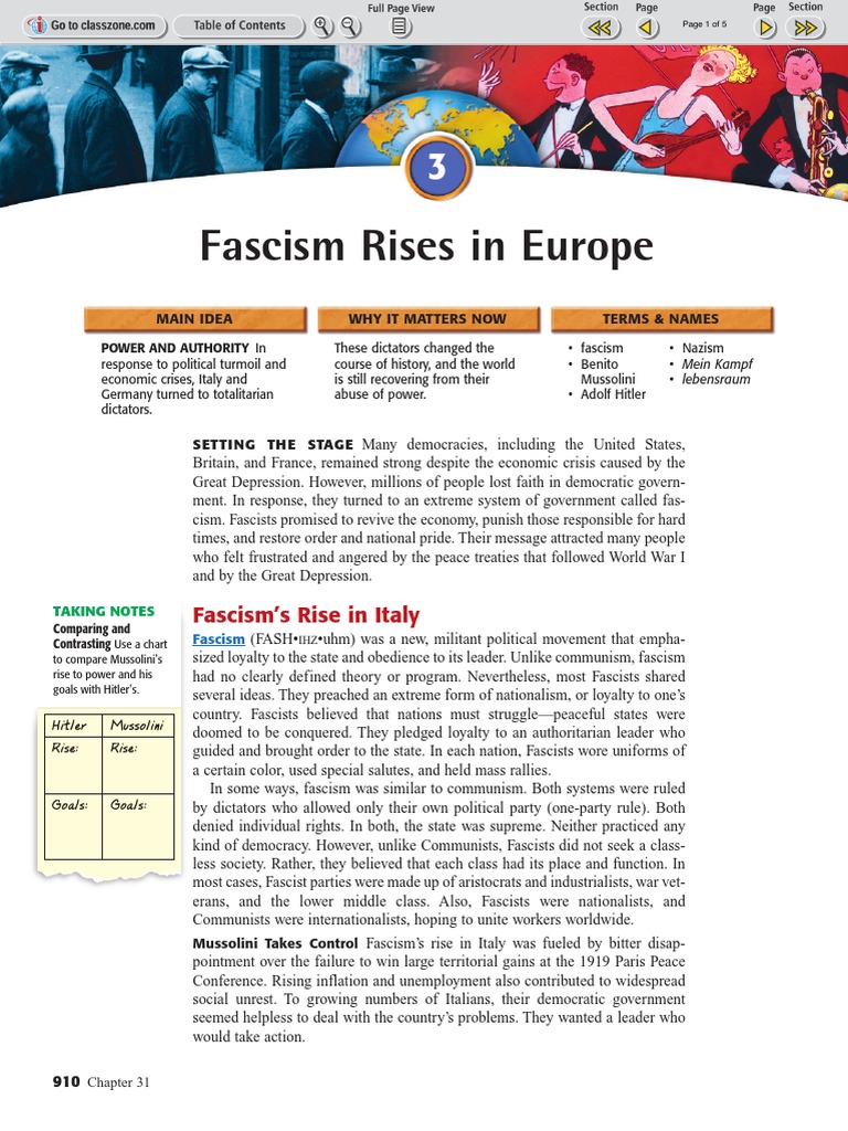 CH 31 Sec 3 - Fascism Rises in Europe PDF | Download Free PDF | Fascism ...