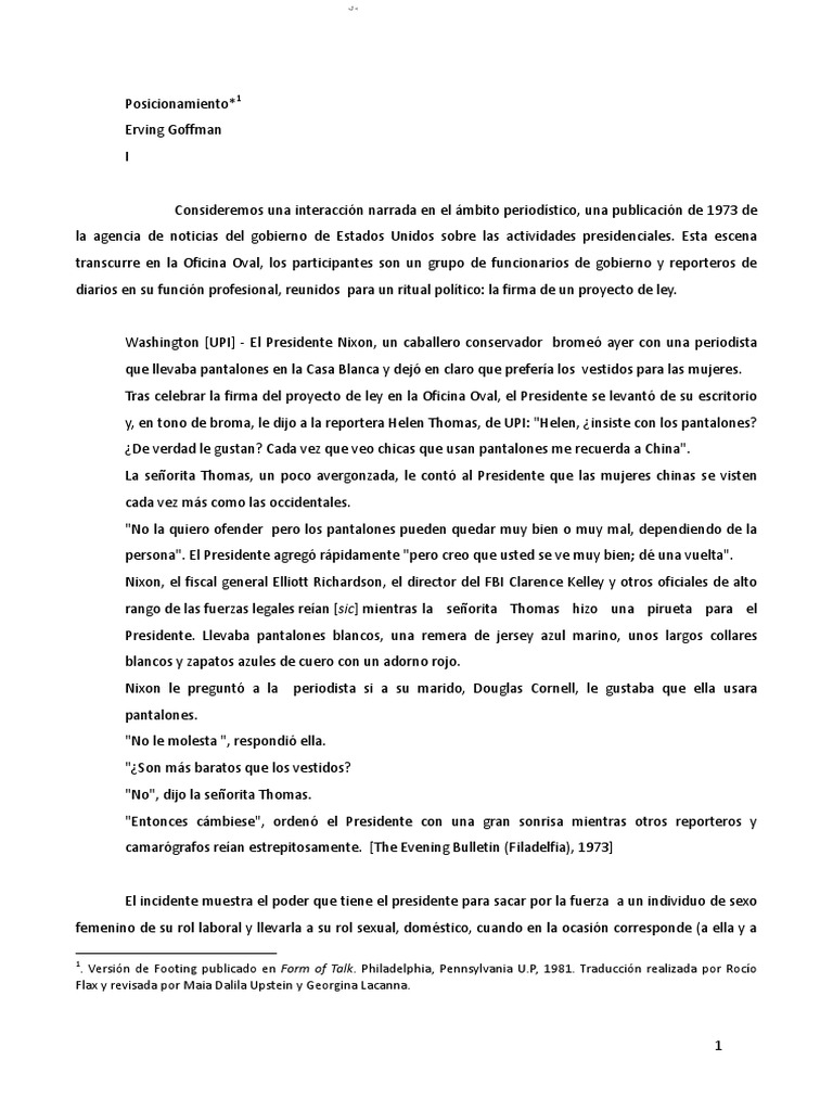 Goffman y el concepto de "footing" | PDF | Palabra | Radio