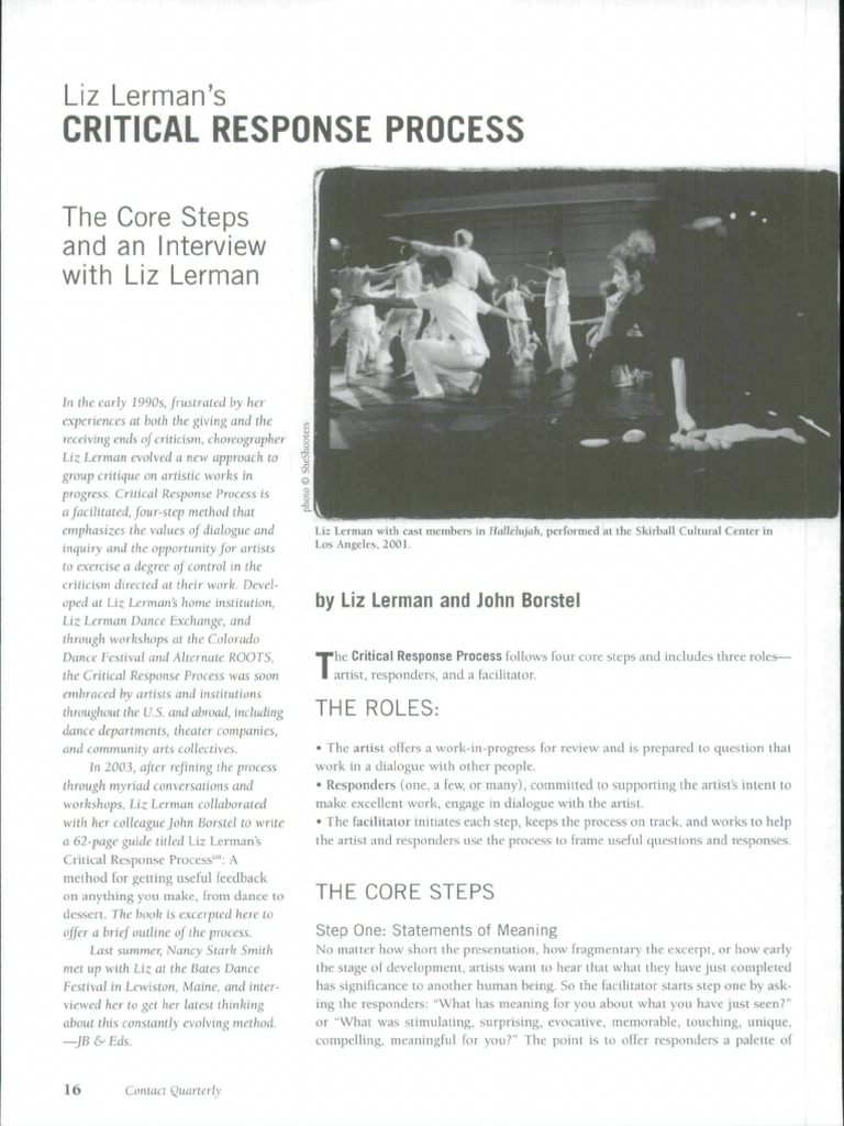Liz Lerman Critical Response Process | Download Free PDF | Facilitator
