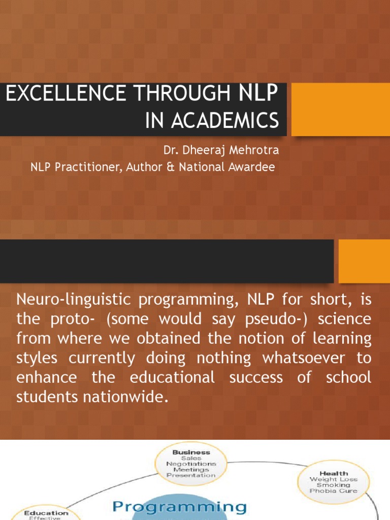 Excellence Through NLP For Educators | PDF | Neuro Linguistic Programming | Neuropsychological ...