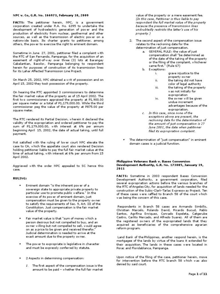 Rule 67 Case Notes | PDF | Eminent Domain | Just Compensation