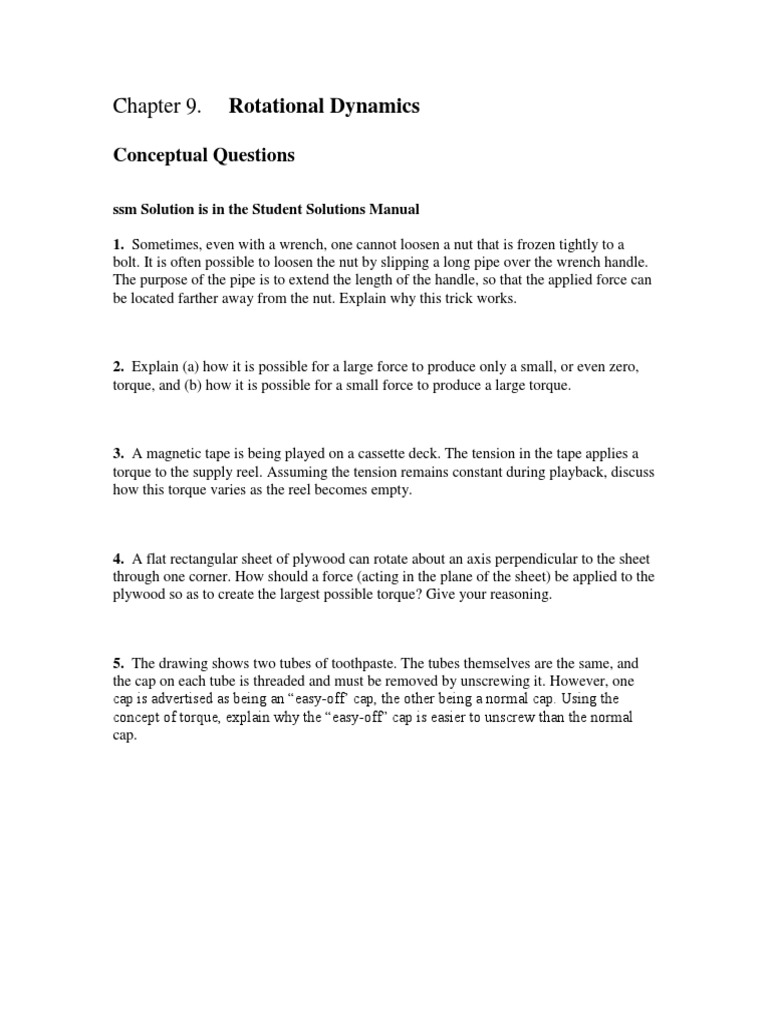 MHS Physics Problems Chapter 9 | PDF | Rotation Around A Fixed Axis ...