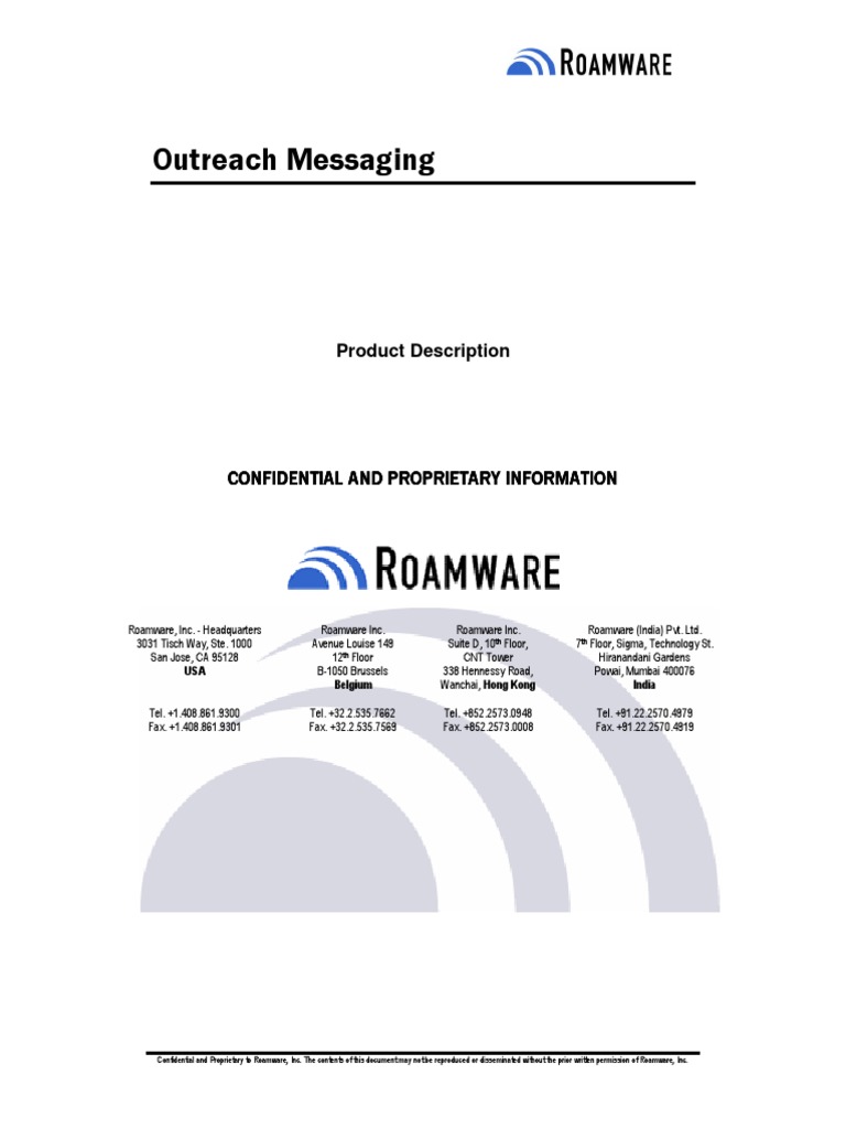 Roamware - Outreach Messaging - Product Description | PDF | Short ...