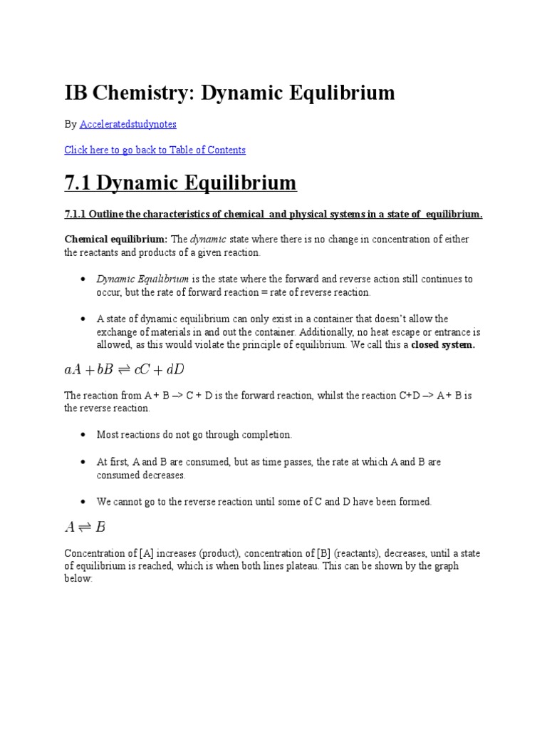 Dynamic Equilibrium | PDF | Chemical Equilibrium | Chemical Reactions