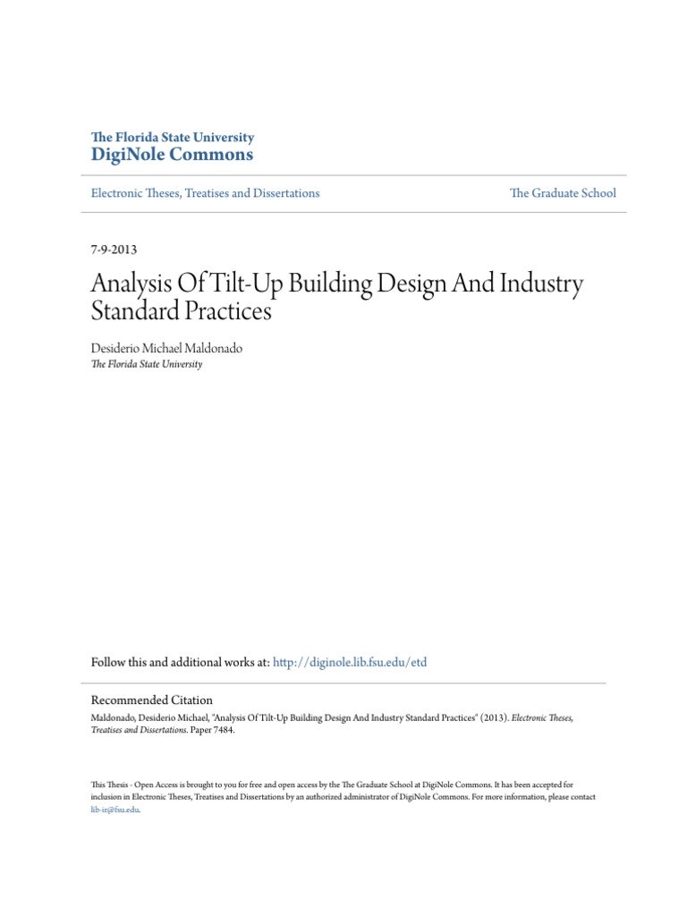 Analysis of Tilt-Up Building Design and Industry Standard Practic ...