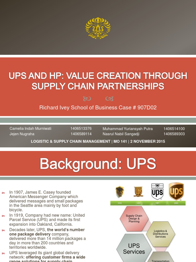 Ups and HP: Value Creation Through Supply Chain Partnerships | PDF ...