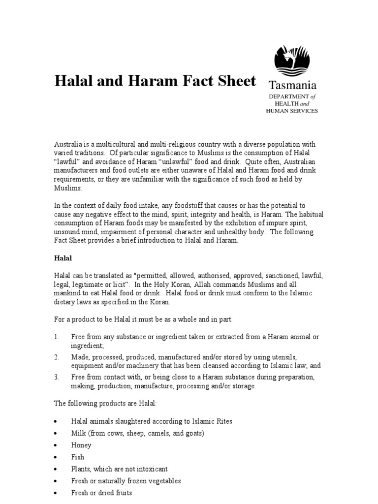 Halal and Haram Fact Sheet | PDF | Foods | Food And Drink