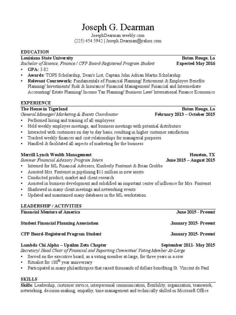 Joseph Dearman Oct 15 Resume | PDF