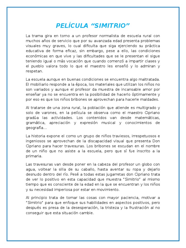 Analisis de La Película Simitrio | PDF | Maestros