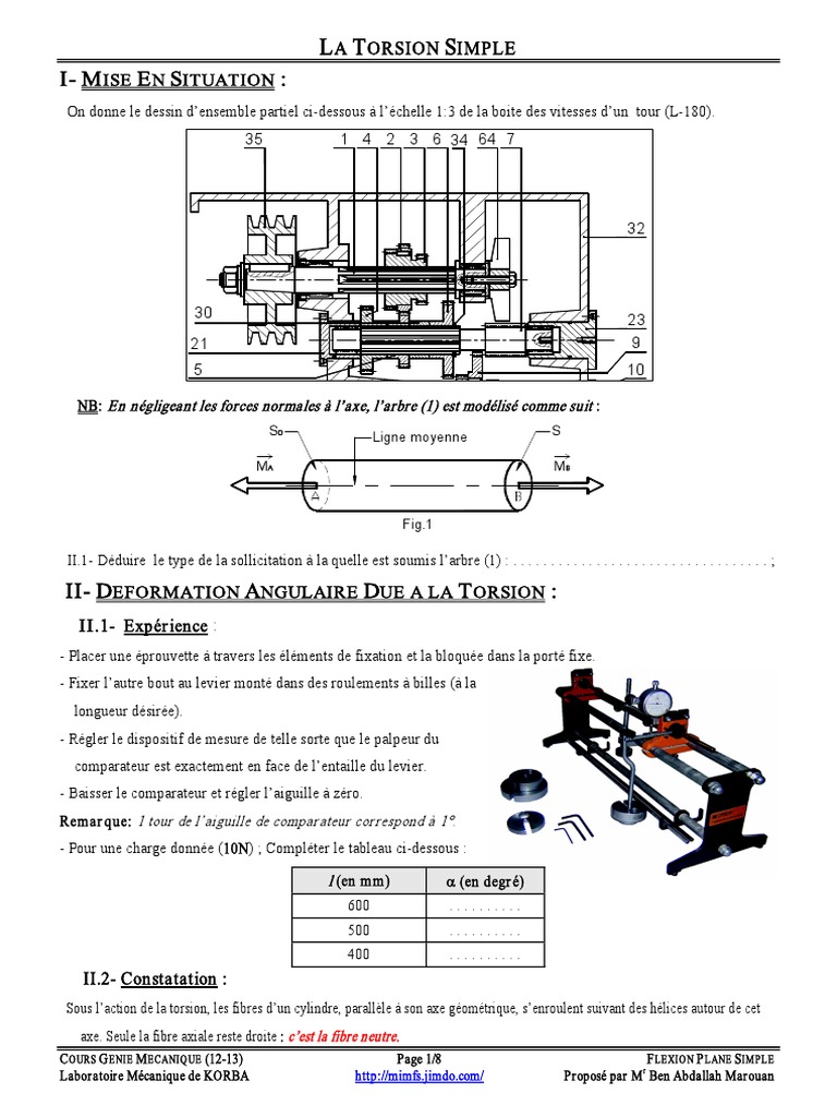 Torsion simple en génie mécanique | PDF | Résistance des matériaux ...