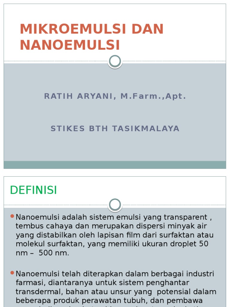 Mikroemulsi Dan Nanoemulsi | PDF