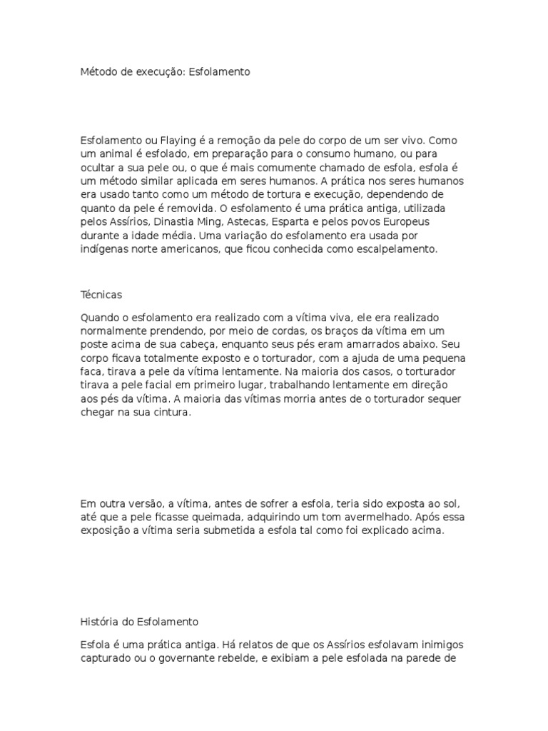 Prática Histórica de Esfolamento Humano | PDF | Humano | Tortura