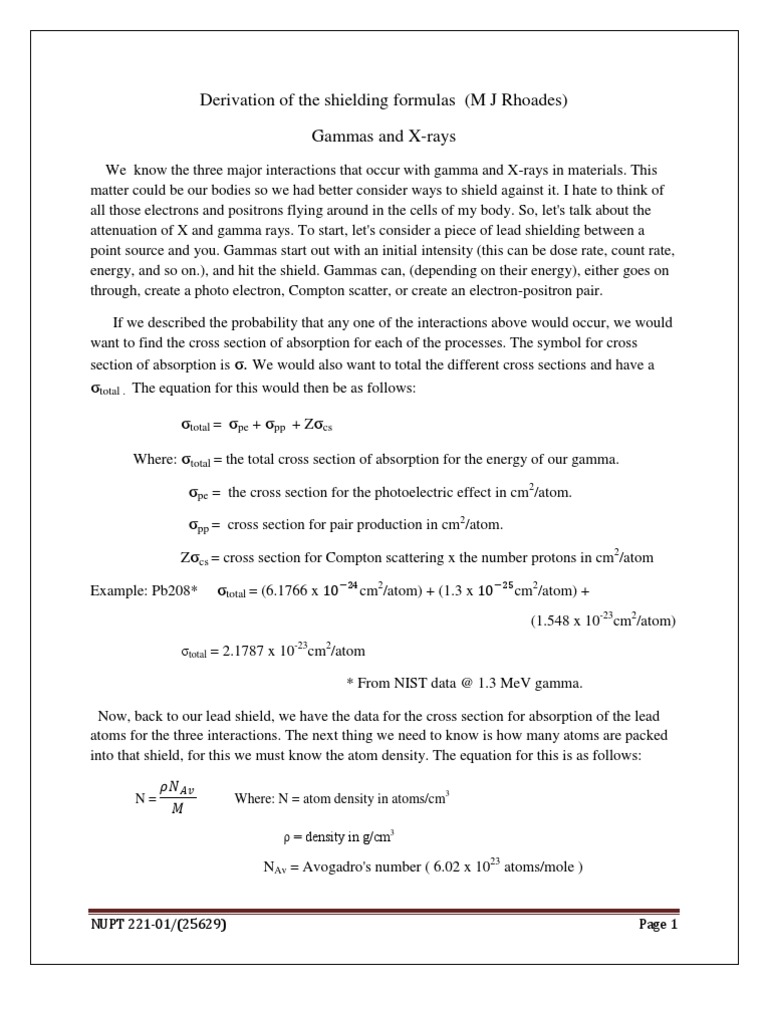 Derivation of Shilding Formulas For X and Gamma Rays | PDF | Gamma Ray ...