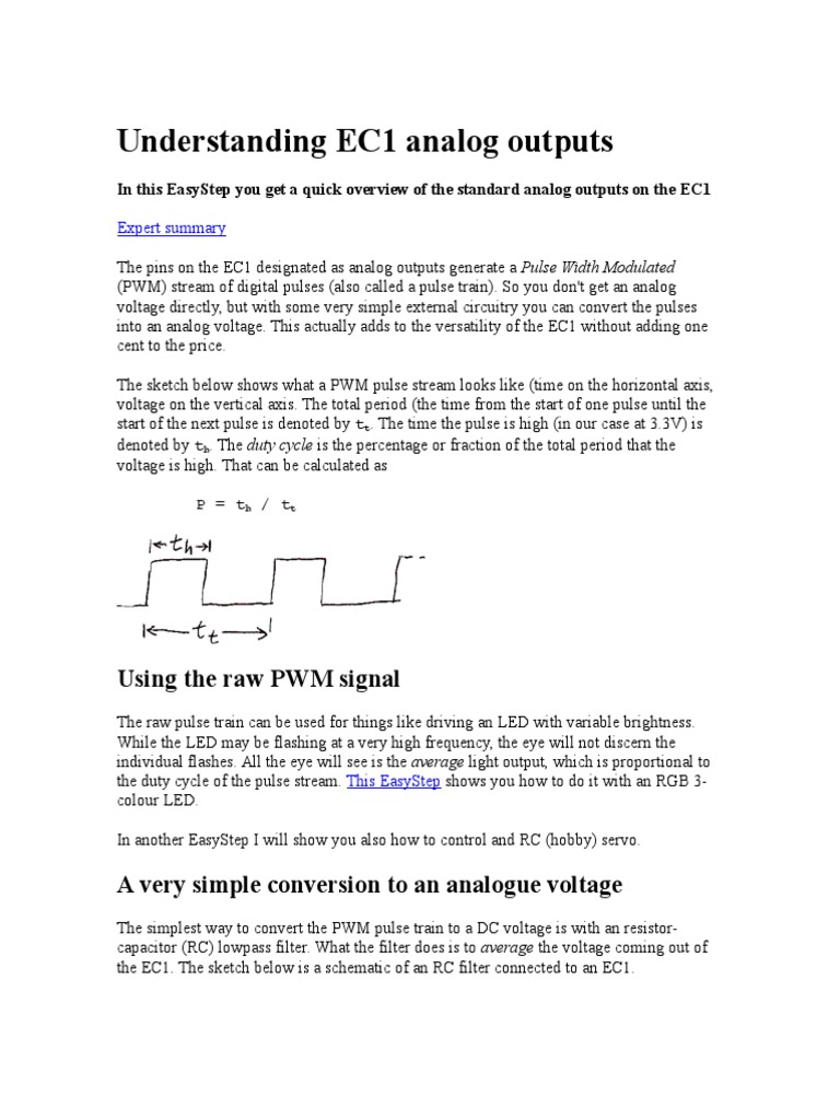 EC1 PWM Analog Output Guide | PDF | Electronic Filter | Electrical ...