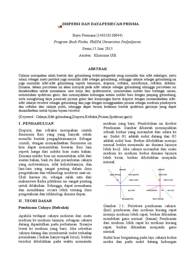 Jurnal-M4 (Dispersi Dan Daya Pemecah Prisma) | PDF | Metode & Bahan Ajar | Sains & Matematika