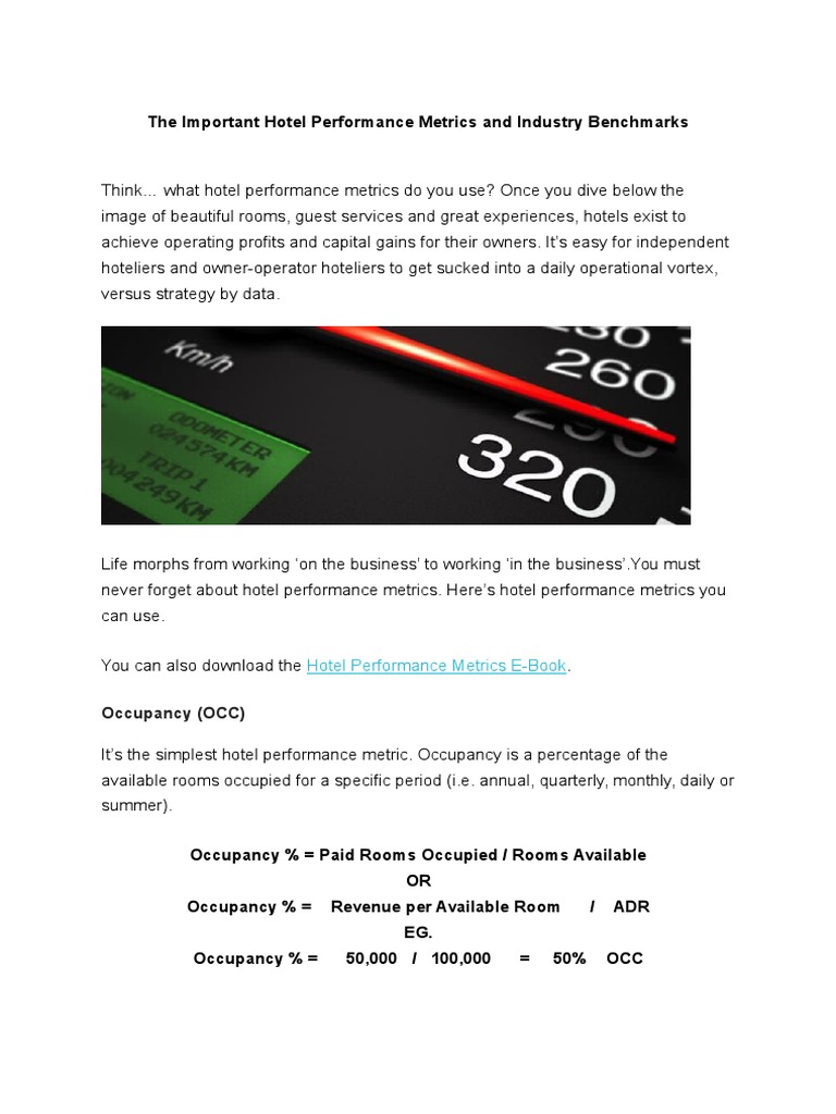 Hotel Performance Metrics and Industry Benchmarks | PDF
