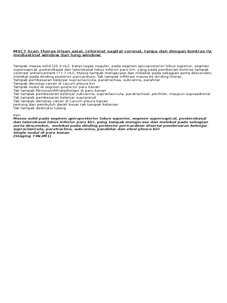MSCT Scan Thorax Massa Paru | PDF | Sains & Matematika