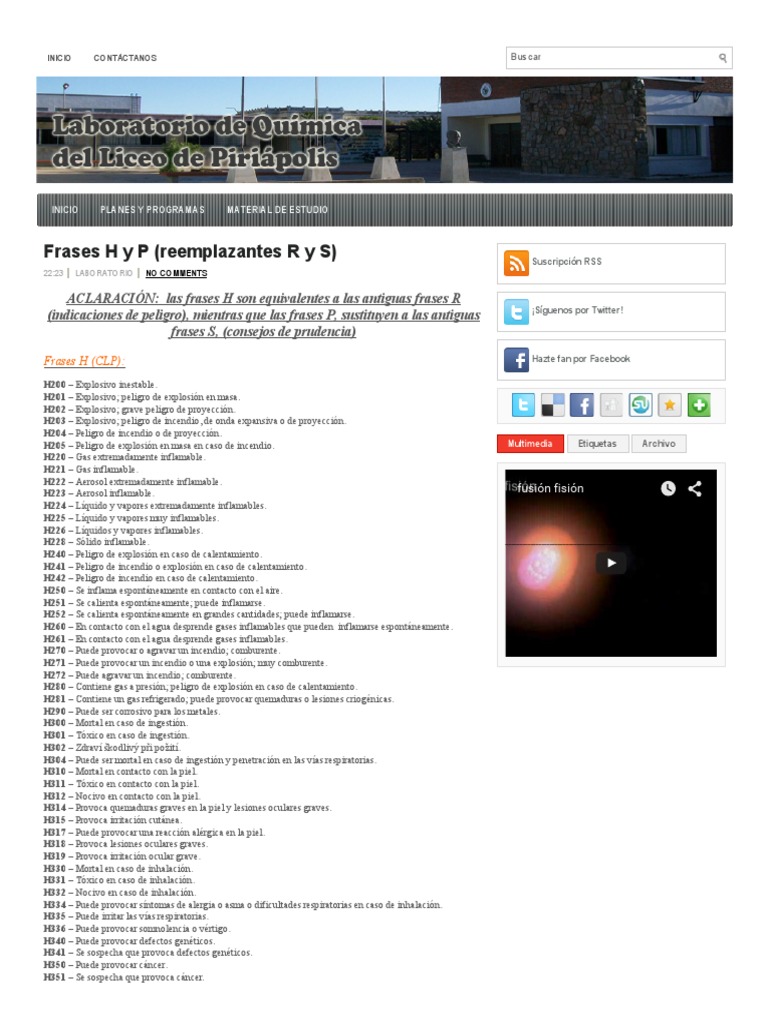 Frases H y P Definicion | PDF | Toxicidad | Alergia