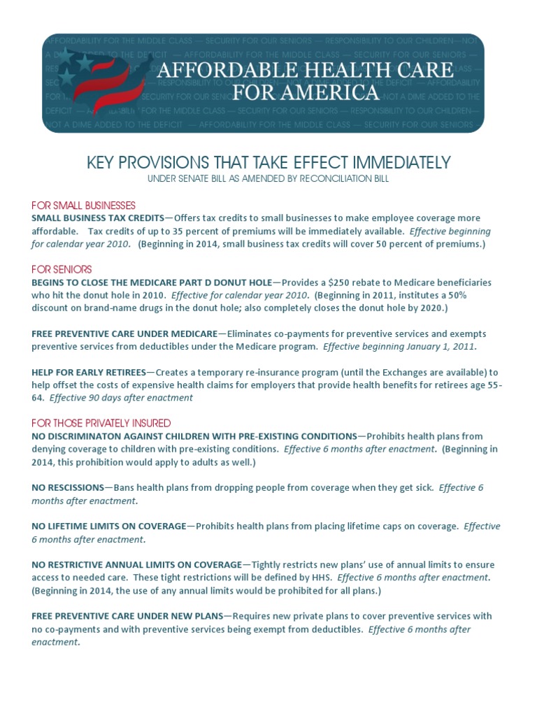 Health Reform Immediate Benefits | PDF | Medicare (United States ...