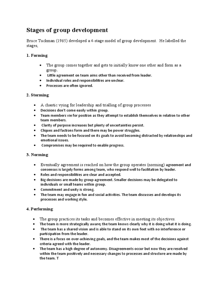 Stages of Group Development | PDF | Goal | Applied Psychology