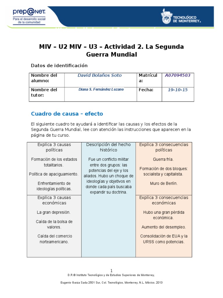 MIV - U2 MIV - U3 - Actividad 2. La Segunda Guerra Mundial | PDF | Aliados de la Segunda Guerra ...