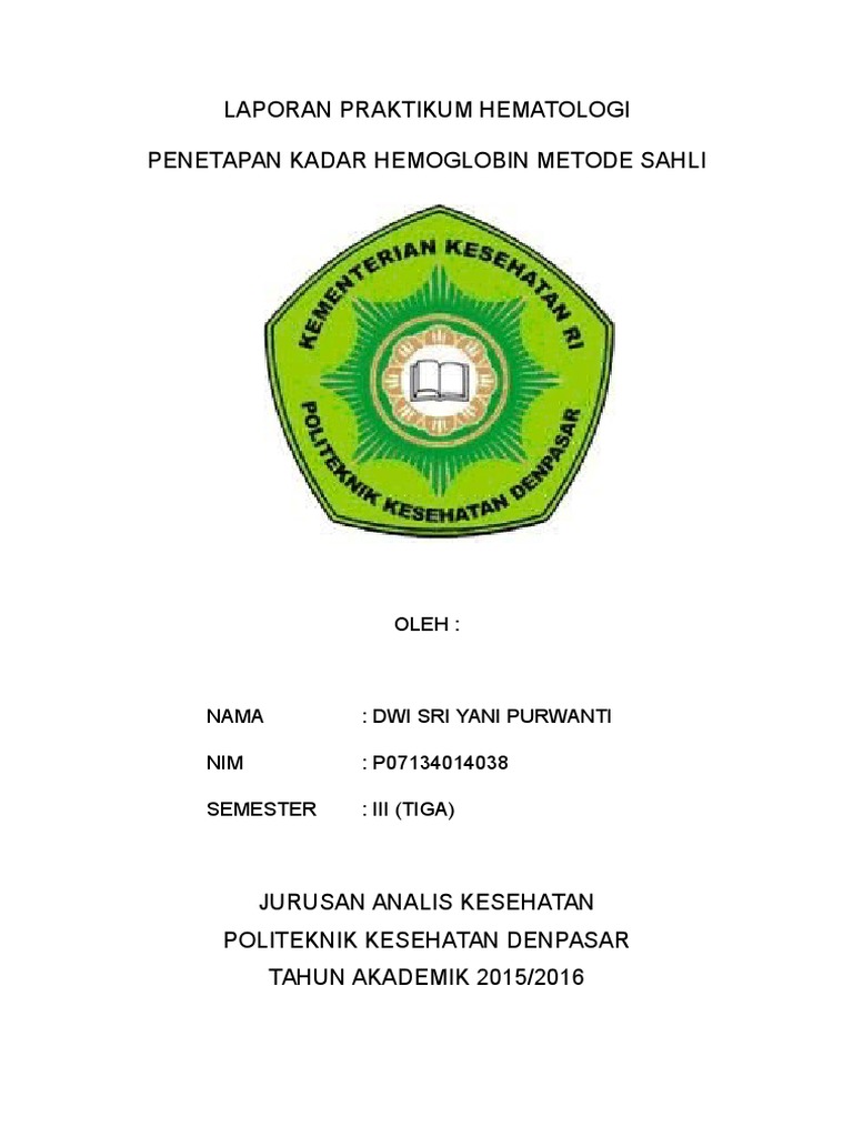 Laporan Praktikum Hemoglobin Metode Sahli | PDF | Sains & Matematika