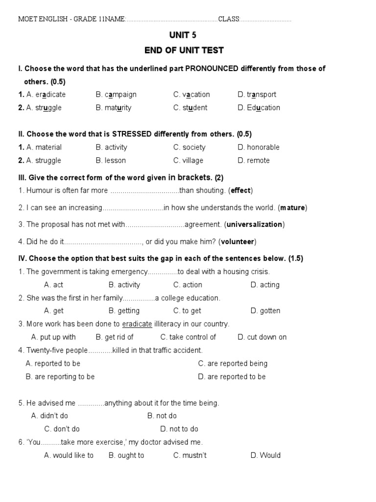 Unit 5 Quiz | PDF | Ellipsis | Linguistics
