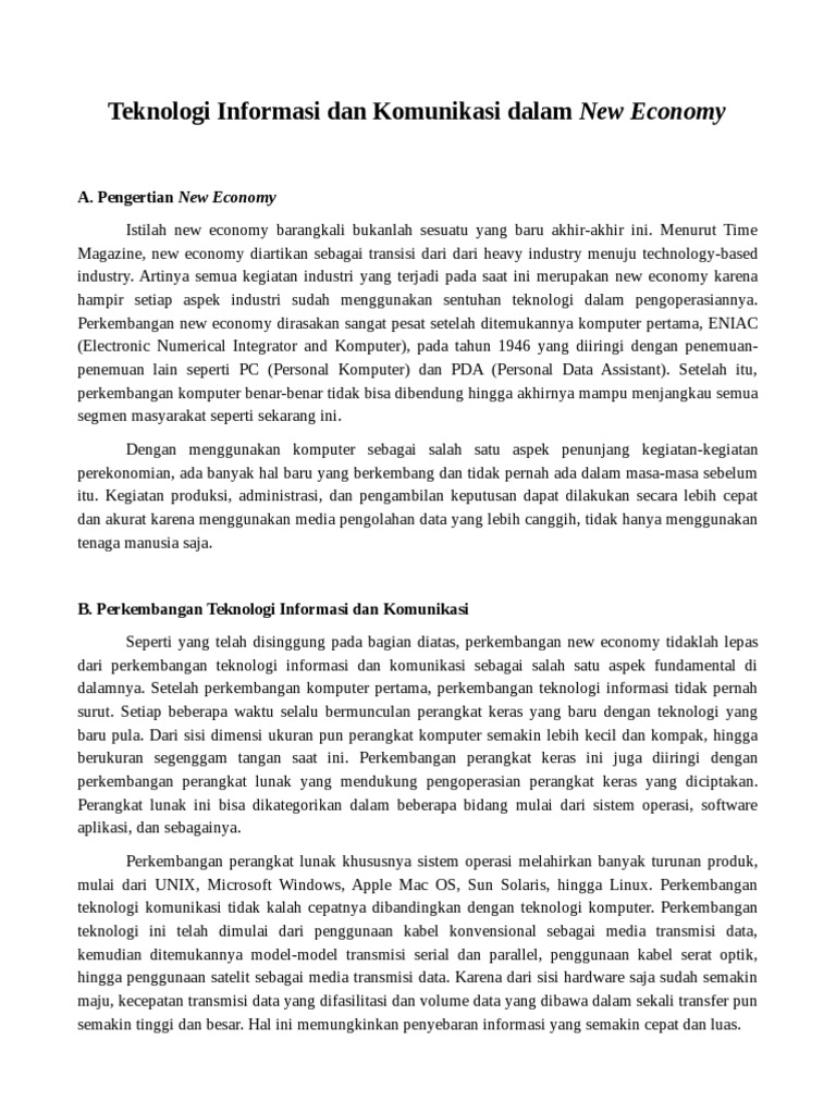 Chapter 4 - Teknologi Informasi Dan Komunikasi Dalam New Economy | PDF