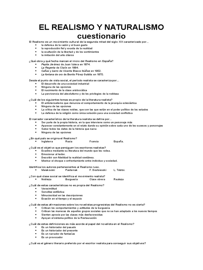 El Realismo y Naturalismo-4eso | PDF | Realismo literario | Novelas