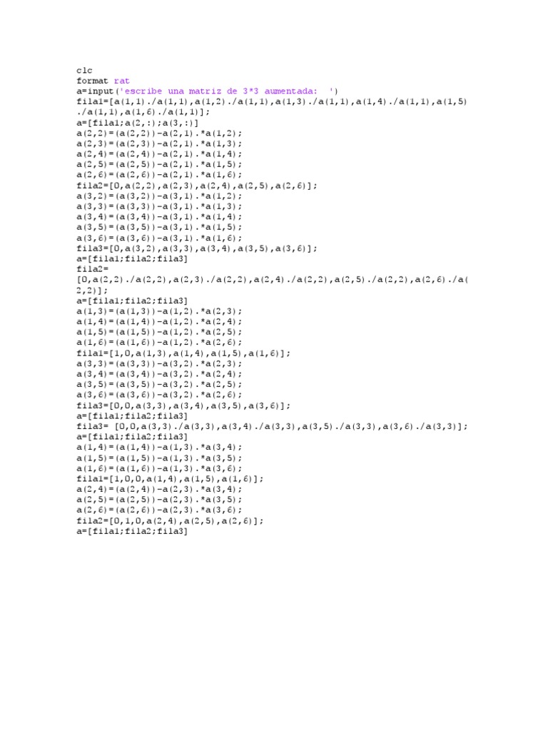 Tecnica de Pivoteo en Matlab | PDF