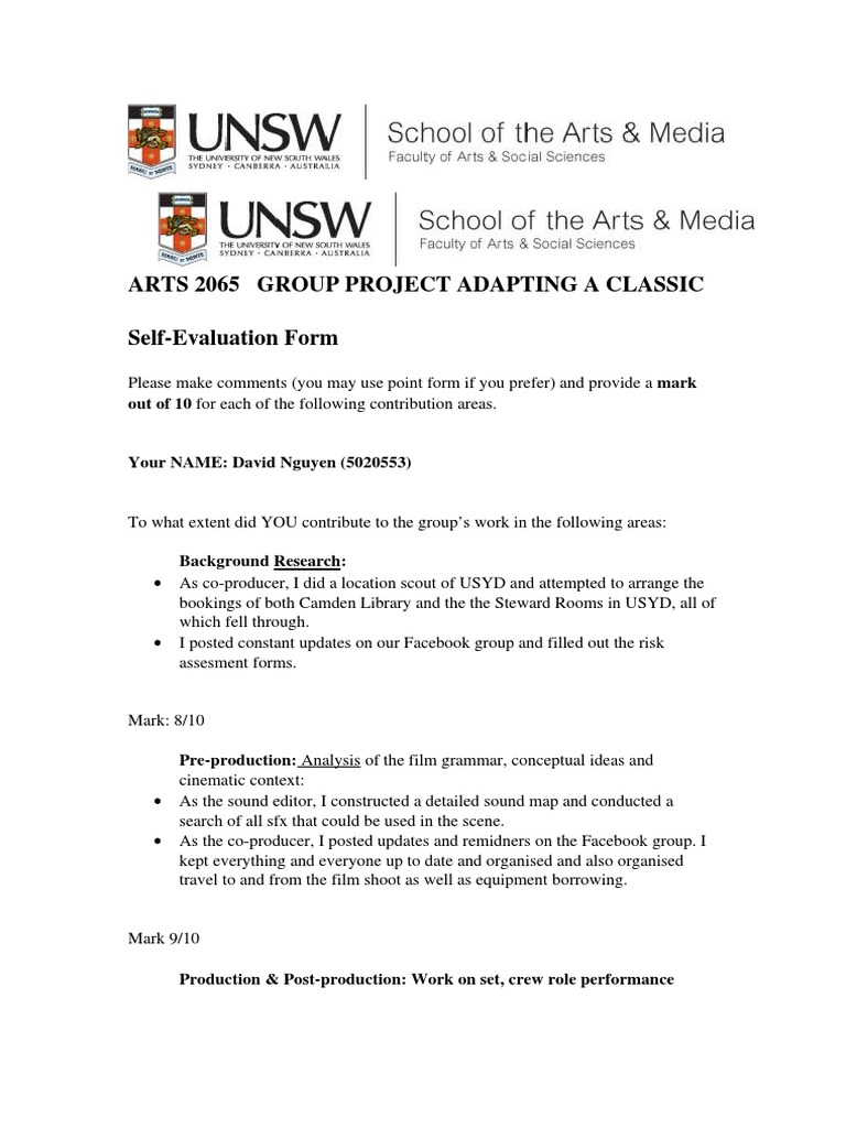 ARTS 2065 Group Project Evaluation | PDF | Games & Activities | Art