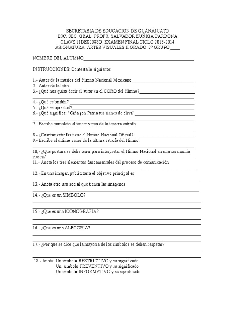 Examen Final Artes Visuales 2013-2014 | PDF | Artes (general)