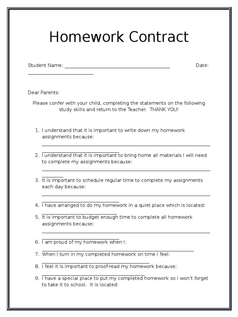 Homeworkcontract | PDF | Business